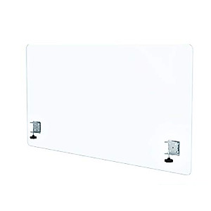 VaRoom Privacy Partition and Sneeze Guard, Frosted Acrylic Clamp-On Desk Divider – 48” W x 24”H Privacy Desk Mounted Cubicle Panel