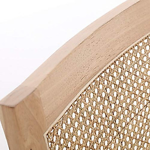 Small Accent Chair, Upholstered Mid Century Modern Accent Chair for Cane Back and Wood Legs, Living Room Chair Side Chair for Bedroom/Reading Room/Balcony/Patio, Beige