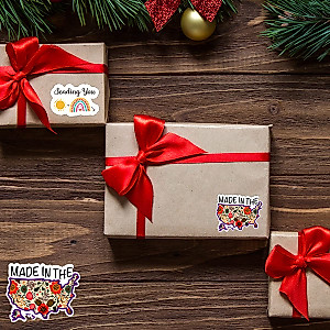 Littlefa 1.5” Made in The with America Map Design Stickers,Thank You Stickers,Bakeries Stickers,Handmade Stickers,Small Business Stickers, Envelopes Stickers, Gift Bags Packaging 500 PCS