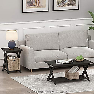 FURINNO Modern Simplistic End Table, 1-Pack Without Tray, Espresso