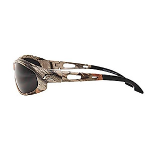 Edge SW116CF Dakura Wrap-Around Safety Glasses, Anti-Scratch, Non-Slip, UV 400, Military Grade, ANSI/ISEA & MCEPS Compliant, 5.04" Wide, Forest Camo Frame/Smoke Lens