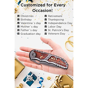 Personalized Gift for Men & Women - Customized Pocket Knife - Gifts for Dad Husband - Custom Engraved Knives - Gift Idea for Birthday Christmas Valentine's Day Anniversary - Present for Father Husband Stepdad 97010 PS