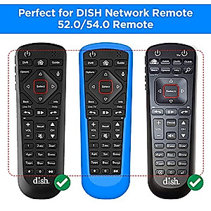 2 Pack Case for Dish Network Remote 52.0/54.0, Silicone Cover for Dish TV Remote Controller Skin Protective Universal Replacement Rubber Sleeve Protector(Red,Blue)