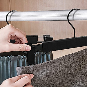 Lamitocs 10 Pack Pants Hangers with Adjustable Anti-Rust Clips for Pants, Skirts, Clothes Hangers Black