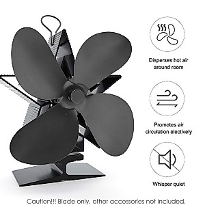 Replacement Blades for Fireplace Fan, Aluminum Alloy 4 Blade Heat Powered Fireplace Fan Replacement Parts Blade Universal Stove Fan Accessories for Wood-Burning Stoves Fireplace Fan (Blade Only)