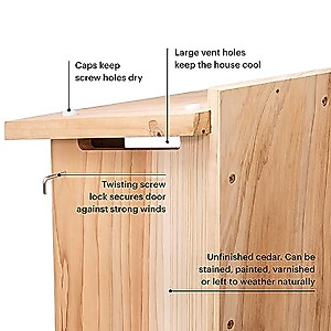 WHITEHORSE Large Cedar Owl House - Premium and Weatherproof Design - 16" x 12" x 11" - A Nesting Box for Screech Owls, Northern Pygmy, Kestrel and Other Species