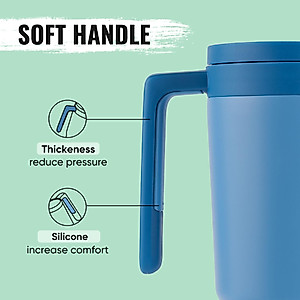 Fijinhom 40 oz Tumbler with Handle and Straw, Triple Layer Insulated Stainless Steel Water Bottle with Infuser, Travel Tumbler Fit Most Cupholder, Gifts for Women & Men, Blue