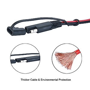 Ovitar O Ring Terminal SAE Cable - 12V-24V Quick Disconnect Extension Cable 2 Pin DC Connection Cord Plug for Camp Trailer Solar Panels Battery