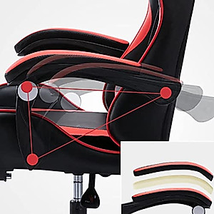 Comfort Office Chair Office Chair Ergonomic Desk Chair Height Adjustable Computer Chair Comfortable Armrest Gaming Chair Home Executive Chairs Firm Seat Cushion (Black+Gold)