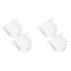 Mipcase 4pcs Bird Cups, Budgerigar Bowl, Animal Feeders Trough Winged Feeders, Cages for Conure Bowls, Thickened Cup Spillage Accessorytransparent Pet Small Canary Accessory Parrot Seeds