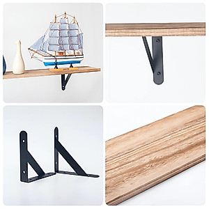 Long Floating Shelves for Books,Wall Hanging Bookshelf Set of 4,Rustic Wall Mount Book Shelf Wood Extra Large for Livingroom Bedroom Kitchen Bathroom Home Office Decor,36 Inches(Carbonized Black)