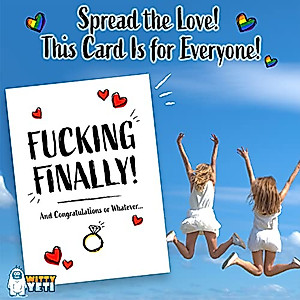 Super Funny Engagement Card by Witty Yeti. 5"x7" Fun Greeting Card. Hilarious Adult Wedding Gift for Bride or Groom. Perfect Way to Say Congratulations at Bridal Shower, Bachelorette or Bachelor Party