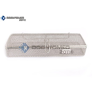 OdontoMed2011 Instrument Tray and Mesh Perforated Baskets Sterilization Tray 9" X 3" X 1" with Lid Stainless Steel, OD2011-DN-312