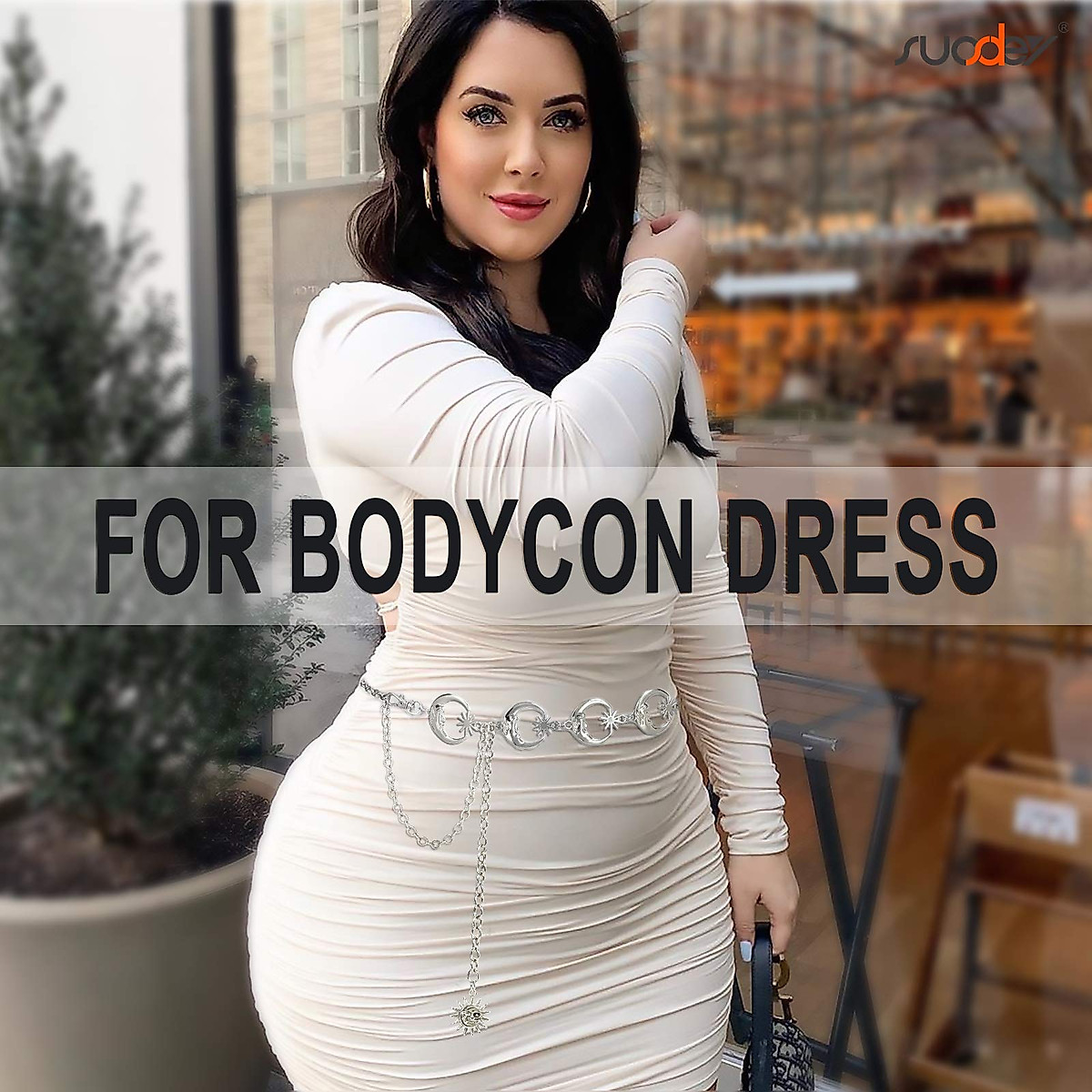 SUOSDEY Metal Chain Belt Women Belly Waist Chain Fashion Body Link Belts