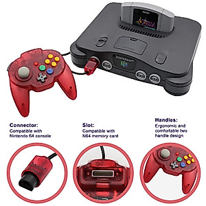 Intec Gaming Warrior 64 Wired Controller for Original Nintendo 64 N64 Console (Red)