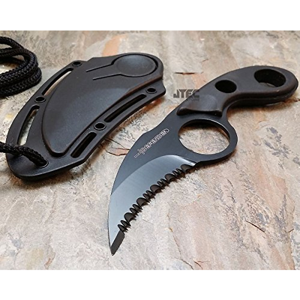 5.5" Karambit Black MINI NECK Carbon Steel Sharp Tactical Fixed Blade Knife Claw Hunting Fishing Survival Necklace HK07