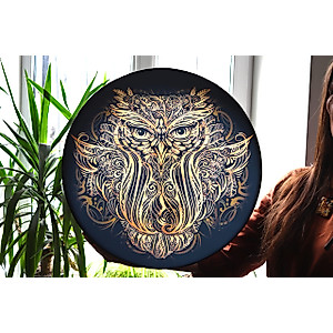 Vegan Shaman "Owl Soul" Drum 20'' | Healing Sound Therapy | Tunable Frame Drum | Water Resistant Membrane | Deep Bass Sacred Sound | With a Soft Protecting Bag