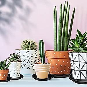 16 Pack Plastic Plant Saucer Black Pot Saucers Round Plant Water Tray Thick Drip Trays for Potted Plants Flower Pot Pan Plant Drainage Tray for Indoor Outdoor Garden, 4 Inch, 6 Inch, 8 Inch, 10 Inch