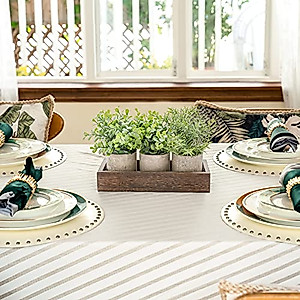 Dahey 3 Pack Mini Potted Artificial Eucalyptus Fake Plants with Wood Tray Centerpiece Table Decor, Farmhouse Pulp Flower Pots Greenery Home Decoration for Coffee Table Dining Room Office Kitchen