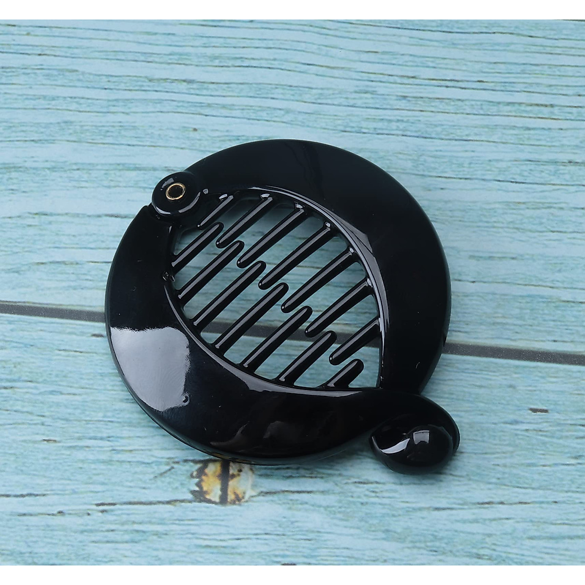 Sowaka 2 Pcs Small Banana Hair Clip Comb Fashion Locking Round Plastic Fishtail Hair Clip Grips Ponytail Holder for Women Girls Hair Styling Long Straight Curly Thick Hair (Black and Brown)