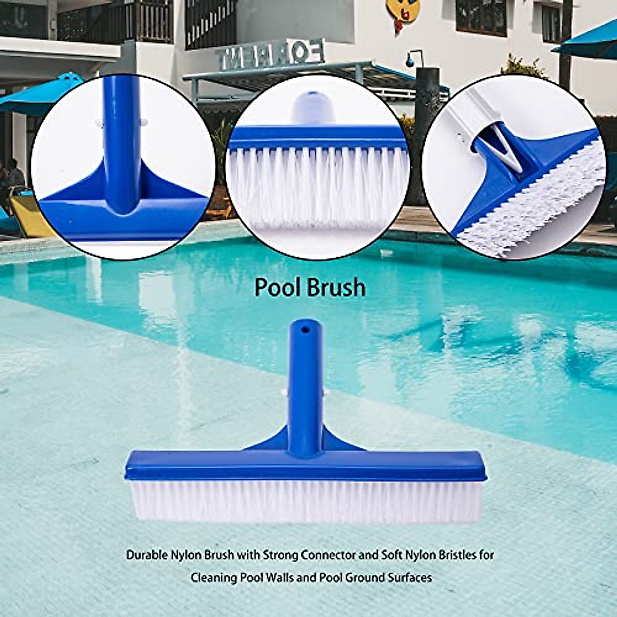 YSMJ Pool Cleaning Kit Pool Vacuum Jet Cleaner Poor Brush Chlorine Dispenser Pool Skimmer Net with 3 - Section Pole Pool Maintenance Set for Above Ground Pools Spas Hot Tub Fountains