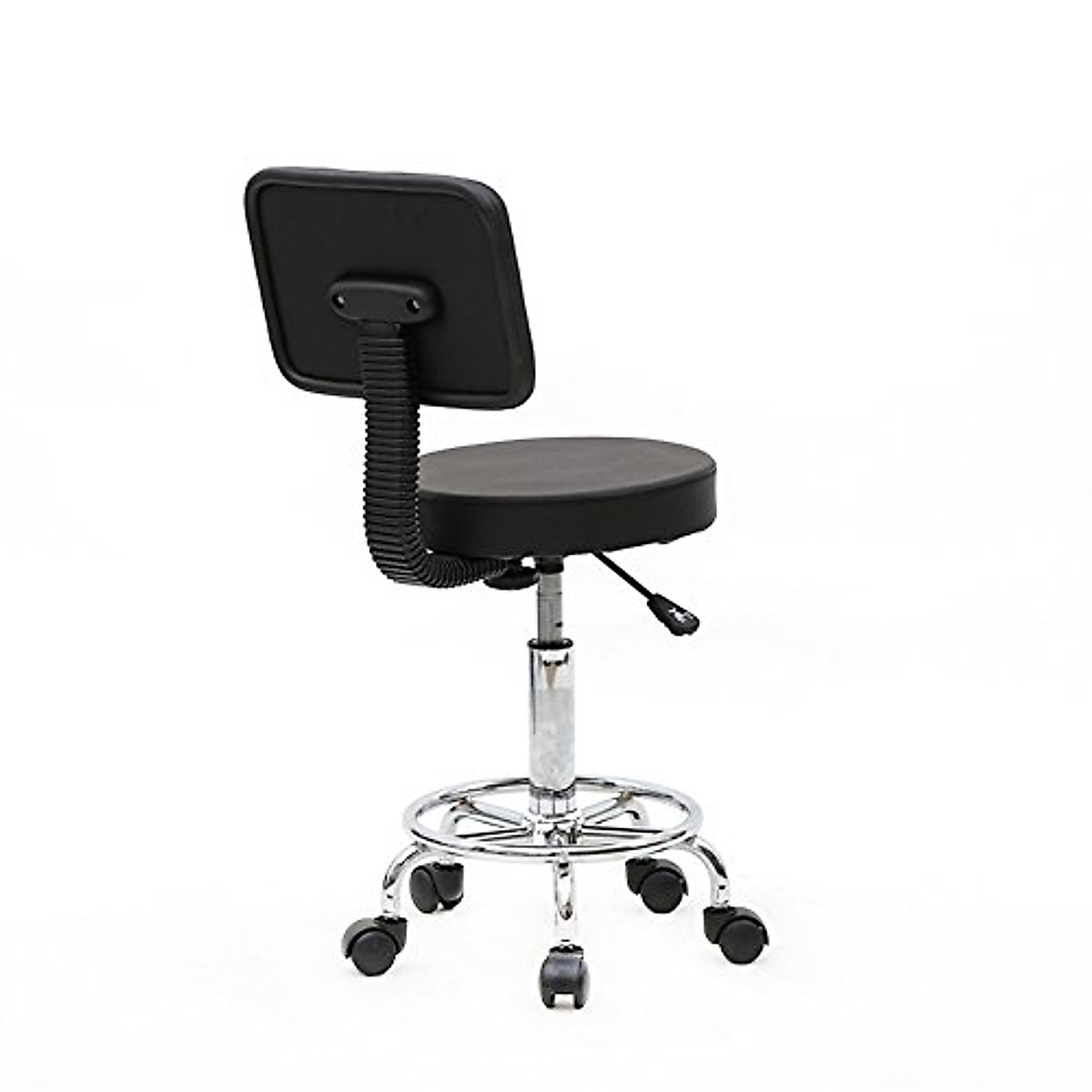 Kcelarec Swivel Salon Stool Chair with Back Support Adjustable Hydraulic Rolling Stool with Backrest for Beauty Barber Tattoo Massage (Style 2-Black)