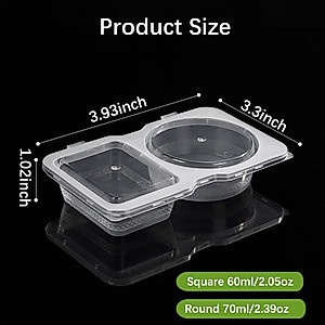 10/20/30 Pcs Double Compartment Condiment Container Disposable 2 Compartment Snack Containers Condiment Containers with Lids Reusable Snack Container for to-go Sauce Sampling Travel Snack (30Pcs)