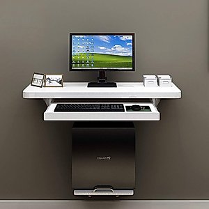 WZHONG Wall Floating Computer Desk Table Study Writing Desk Portable Laptop Desk with Main Frame and Adjustable Keyboard Tray (Size : 100cm)