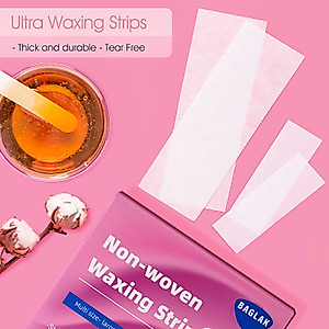 BAGLAK 400Pcs Non-Woven Wax Strip Multi Size Pack, (2 Sizes) Hair Removal Wax Strips,Waxing Strips for Facial & Body & Leg,(3" x 9") (1.5" x 5")