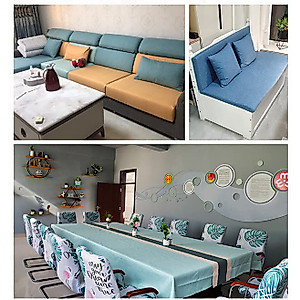 TinaKim Faux Linen Upholstery Fabric, for Sofa Couch Chair Cover Material DIY (5 Grey White, 6 Yard)