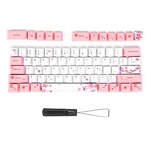 Hopcd Five-Faced Dyed Anime Style PBT Mechanical Keyboard Replacement Bouton Keycaps Set DIY Sublimation PBT Keycaps - 73PCS(Cherry-Blossom)