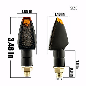 BESULEN Motorcycle Turn Signal Lights, 4Pcs Motorbike Turn Signals Indicators, 14 LED 12V LED Indicator Blinker, Amber Lamp LED Stalk Arrow Front Rear Lights (Black)