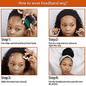 SOMIARIK Headband Wigs for Black Women Natural Hairline Synthetic Brown Loose Curly None Lace Front Wigs for Black Women Glueless Machine Made Wig Wavy pre plucked Headband Wigs 26 Inch