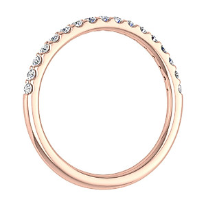 1/4 Carat Round Diamond Wedding Band Ring in 10K Rose Gold - IGI Certified (Ring Size 8)