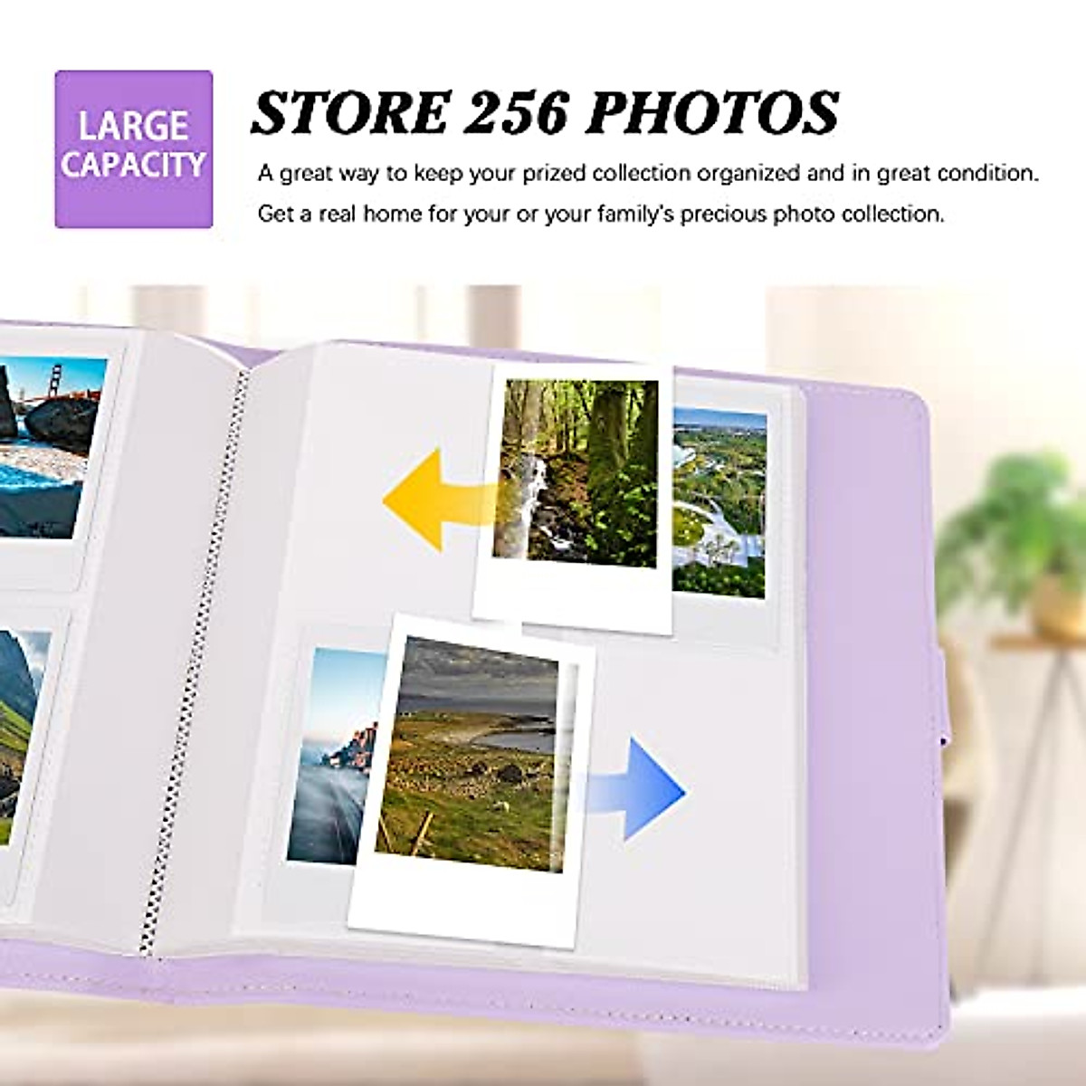 256 Photos Album for Fujifilm Instax Mini Camera, Polaroid 2”x3” ZINK Pictures, 2x3 Photo Album Book for Fujifilm Instax Mini 1112 9 90 70 40 8 Instant Camera, Polaroid Snap PIC-300 Z2300 Camera (purple)