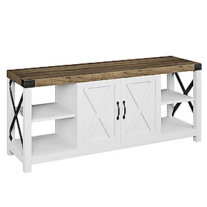 GAOMON 58 Inch TV Stand for TV up to 50 60 65 Inches, Farmhouse Wood Stand TV Cabinet Entertainment Center with Storage and Adjustable Shelves, 59 x 25 x 16 inches (White)