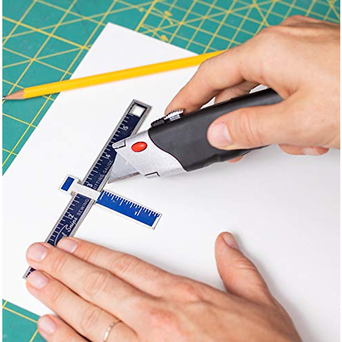 Internet's Best Premium Utility Knife - Set of 2 - Retractable Razor Knife Set - Box Cutter - Rubber Handle