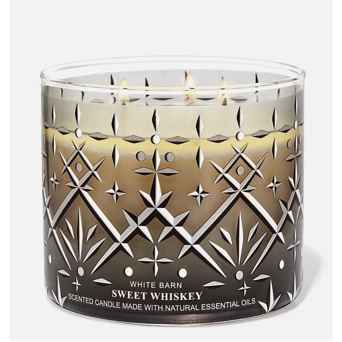 Bath & Body Works- Sweet Whiskey 3-Wick Scented Candle 14.5 OZ Burns 25-45 Hours and Strawberry Cake soap