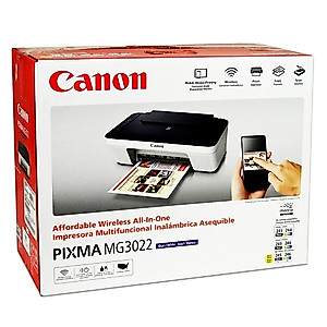 Canon PIXMA-MG3022 Wireless Inkjet All-in-One Printer, 8 ipm Black, 4800x600 Color, - Print, Copy, Scan
