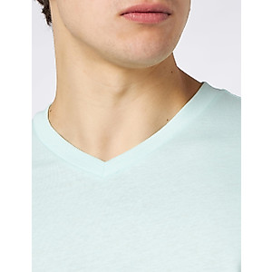 Amazon Essentials Men's Regular-Fit Short-Sleeve V-Neck T-Shirt (Available in Big & Tall), Pack of 2, Aqua Blue/Light Blue, Medium