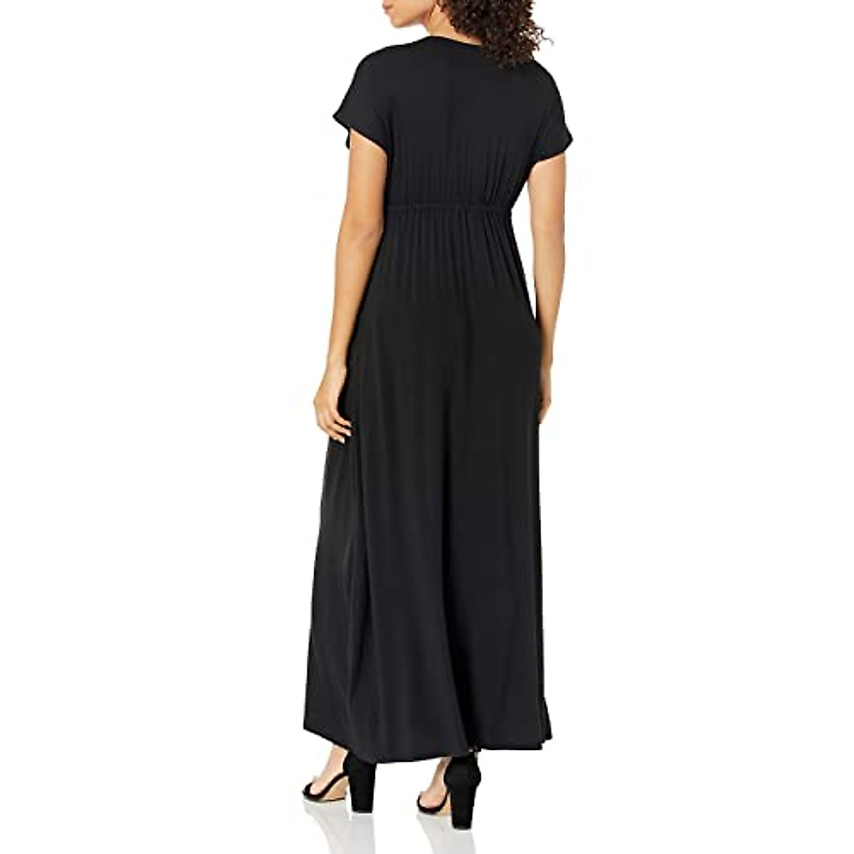 Amazon Essentials Women's Waisted Maxi Dress (Available in Plus Size), Black, 1X