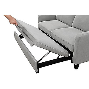 3-in-1 Upholstered Futon Sofa Loveseat Convertible Sleeper Couch Bed ,2-Seaters Sofa & Couch Soft Cushions Love Seat Daybed for Small Space Living Room Napping,Light Gray Queen Size with 2 Pillows