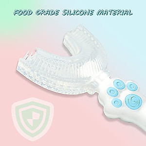 Dream Star U-Shaped Toothbrush Kids, 3 PCS Food Grade Soft Silicone Brush Head Toddler Toothbrush, 360° Oral Teeth Cleaning Design, Manual Full Mouth Toothbrush for Kids 6-12 Years Old (Blue)