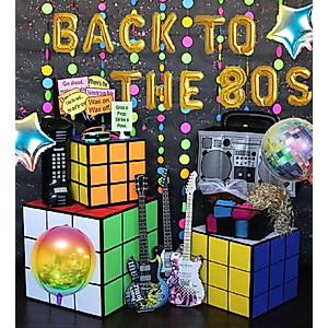 JeVenis 5 PCS Back To The 80s Balloon Banner 80s Retro Party Balloon 80s Party Decorations 80s Party Supplies 80s Themed Party Hip Hop Party 80s Photo Backdrop