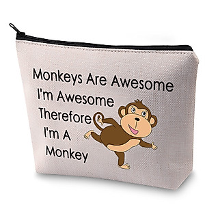 BLUPARK Funny Monkey Gift for Monkey Lover Monkeys Are Awesome I'm Awesome Therefore I'm A Monkey Makeup Bag Animal Lover Gift (I'm A Monkey)