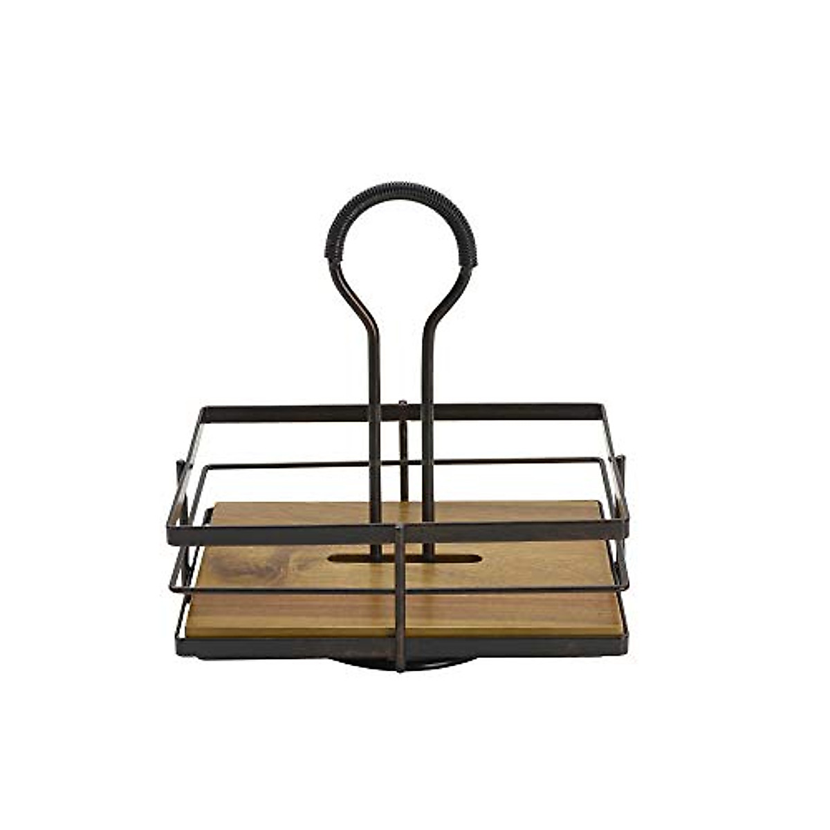 Gourmet Basics by Mikasa Nova Acacia Wood Rotating Condiment Caddy, 8.75 Inch, Black,5270309