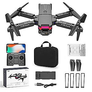 Daul 4K HD FPV Camera Remote Control Foldable Mini Drone - One Key Start Speed Adjustment Intelligent Obstacle Avoidance/Wide Angle FPV Live Video - Headless Mode, Toys for Adults Boys Girls (Black)
