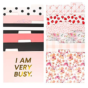 Decorative Gold Foil File Folders - 12-Count Colored File Folders Letter Size, 1/3-Cut Tabs, Includes Cute Designs and Gold foil Font, Office Supplies File Filing Organizers, 9 x 11.5 Inches