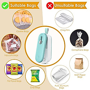 Mini Bag Sealer, Portable Heat Vacuum Sealer, 2 in 1 Heat Sealer and Cutter with Lanyard, Handheld Bag Resealer Machine for Plastic Bags Food Snack Storage (Batteries Included)