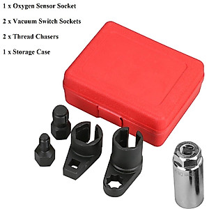Lucky Seven Oxygen Sensor Socket Wrench Remover Tool and Thread Chaser Set-5 Pcs, 02 Oxygen Sensor Socket Offset Wrench Remover Tool,A7841F-FBA +Thread Chaser